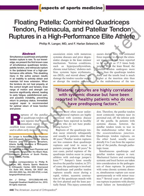 Floating Patella Combined Quadriceps Tendon Retinacula And Patellar Tendon Ruptures In A High