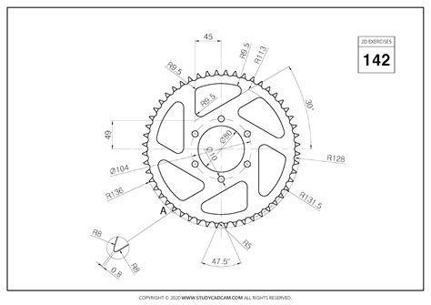 2D CAD EXERCISES 142 STUDYCADCAM Autocad Drawing Cad Drawing