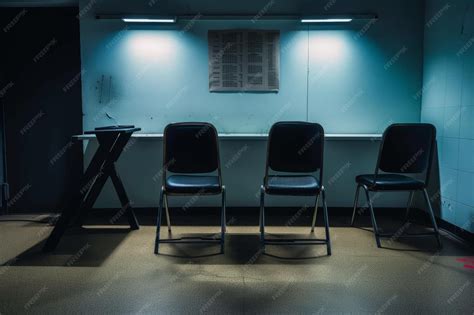 Interrogation Room Interrogation Room With Chairs And Table Premium