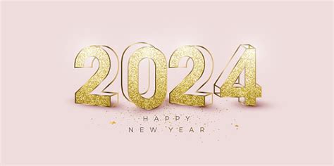 럭셔리 황금빛 반짝이 숫자가 있는 3d 벡터 번호 2024 새해 복 많이 받으세요 배너 포스터 인사말과 축하를 위한 프리미엄 디자인 벡터 12월 31일에 대한 스톡 벡터