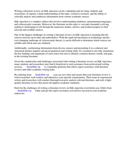 Literature Review On Sql Injection Pdf Databases World Wide Web