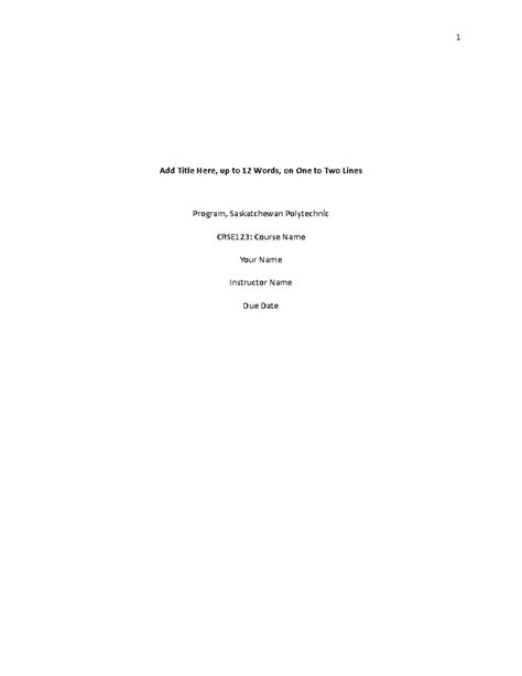 Research And Reflection Paper Template Add Title Here Up To 12 Words