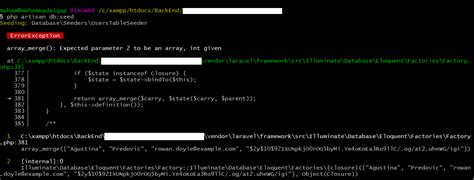 Laravel 8 I Wanna Do Php Artisan Dbseed Then I Got This Error Errorexception Arraymerge