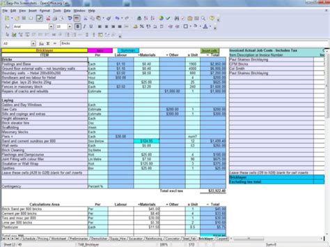 Labor And Material Cost Spreadsheet Db Excel Com