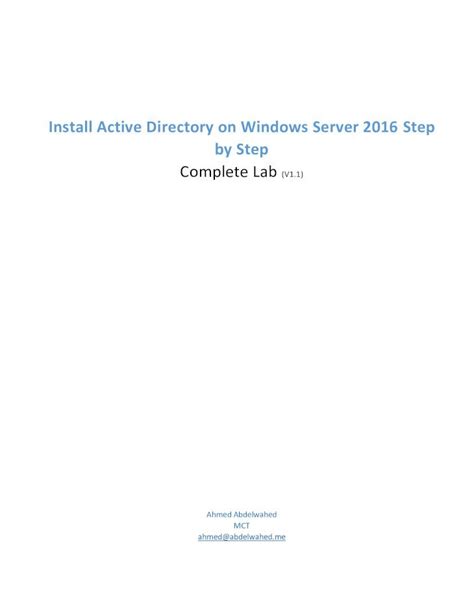 pdf install active directory on windows server 2016 · active