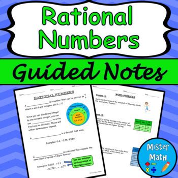 Rational Numbers Guided Notes By Mister Math TPT