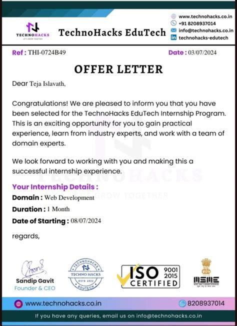 Teja Islavath On Linkedin Web Internship