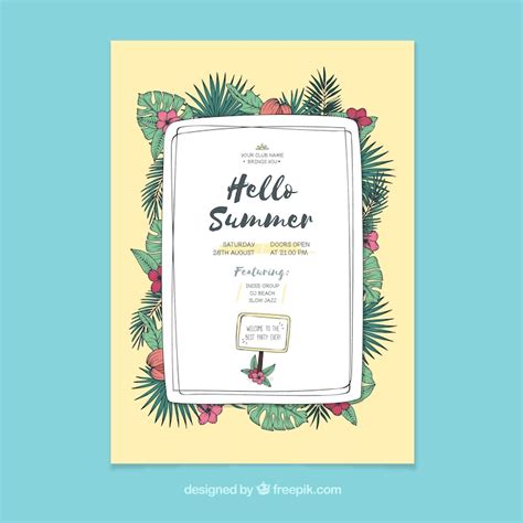 여름 초대장 일러스트 벡터 Freepik에서 무료 고품질 벡터를 다운로드하세요 Freepik