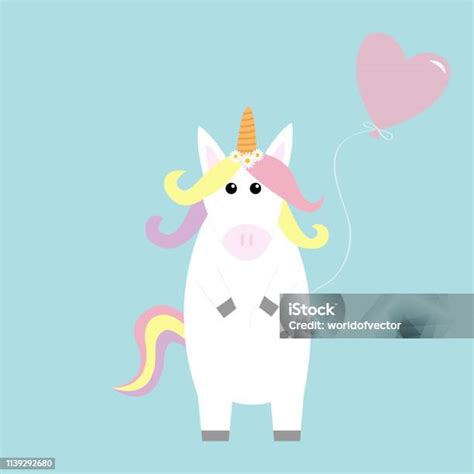 하트 발 눈을 들고 있는 유니콘 귀여운 얼굴 파스텔 컬러 무지개 머리 데이지 카모마일 꽃 평면 누워 디자인입니다 귀여운 만화 아기 캐릭터입니다 재미 있은 말 해피 발렌타인