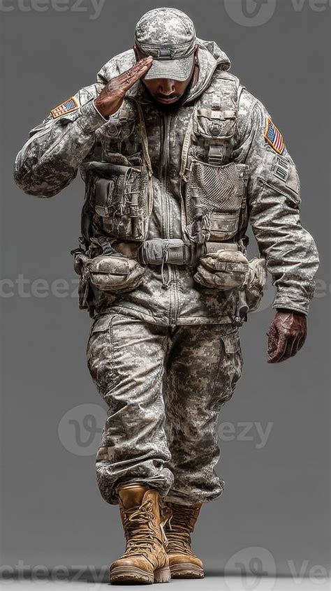 Soldier In Military Uniform Saluting While Walking Showcasing