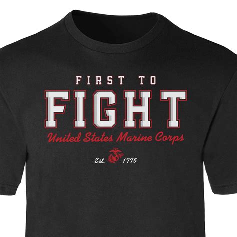 Usmc First To Fight T Shirt Bold Marine Corps Design Sgt Grit