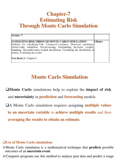 Module Estimating Risk Through Monte Carlo Simulation Download Free