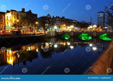 Liffey River In Dublin At Dusk Stock Image Image Of Hapenny River
