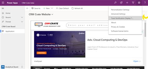 what is toast notification display time in dynamics 365 crm crate