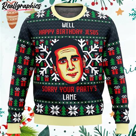 Happy Birthday Jesus Funny The Office Ugly Christmas Sweater