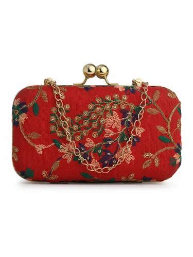 Embroidery Metal Ladies Embroidered Clutch Bags Size 7 4 Inch At