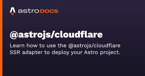 Astrojscloudflare 🚀 Astro Documentation