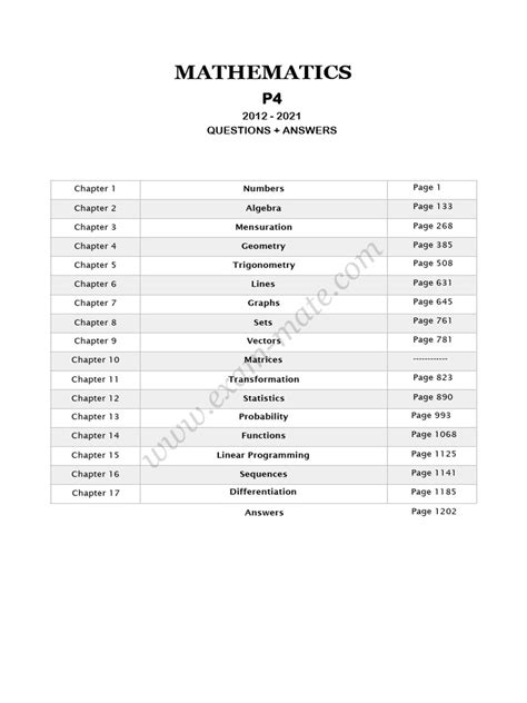 Igcse Mathematics Topical Paper 4 Pdf Mathematics Algebra