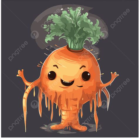 소름 끼치는 당근 벡터 스티커 클립 아트 당근 어두운 배경 만화에 고립 된 귀여운 Tv 캐릭터 상표 Png 일러스트 및 벡터 에 대한 무료 다운로드 Pngtree