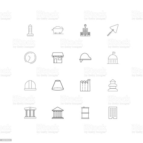 건물 및 건축 선형 얇은 아이콘 설정합니다 간단한 벡터 아이콘 설명 0명에 대한 스톡 벡터 아트 및 기타 이미지 0명 공장 산업 건물 디자인 Istock