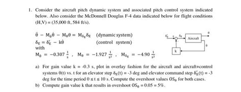 solved consider the aircraft pitch dynamic system and