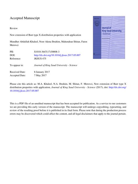 Pdf New Extension Of Burr Type X Distribution Properties With Application