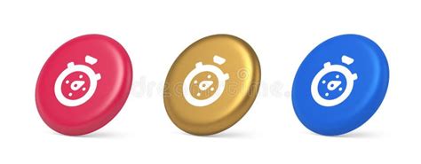 Stopwatch Button Timer Speed Time Counting Application Panel Interface 3d Realistic Isometric