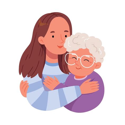 Happy Granddaughter Hugs Her Grandmother Greeting Card For