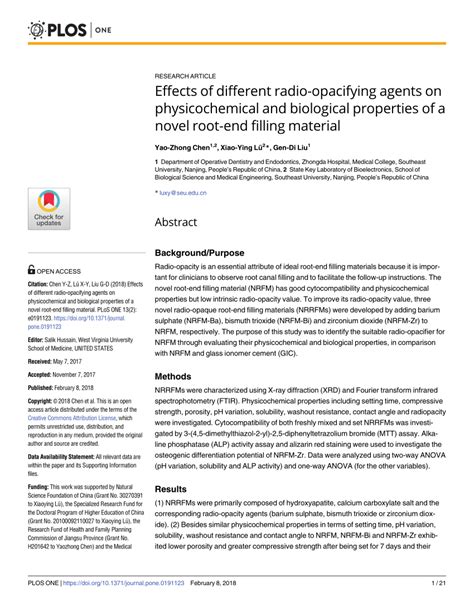 Pdf Effects Of Different Radio Opacifying Agents On Physicochemical