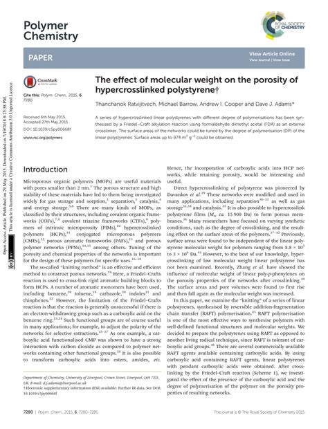 Pdf The Effect Of Molecular Weight On The Porosity Of