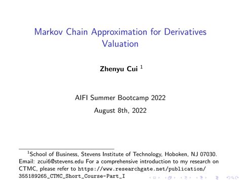 Pdf Markov Chain Approximation For Derivatives Valuation