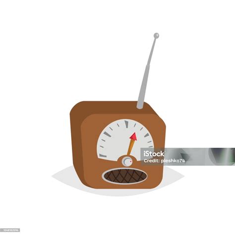 스피커와 안테나 만화 빈티지 라디오 수신기입니다 레트로 기술 만화 디자인 아이콘입니다 벡터 그림을 흰색 배경에 고립입니다 개념에 대한 스톡 벡터 아트 및 기타 이미지