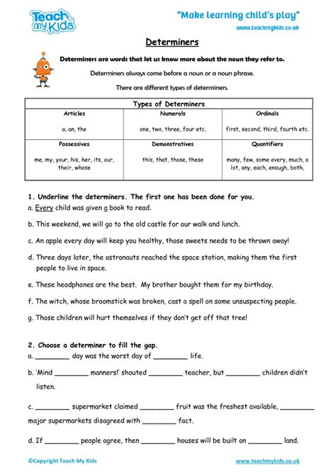 Determiners And Quantifiers Printable Worksheets Dete