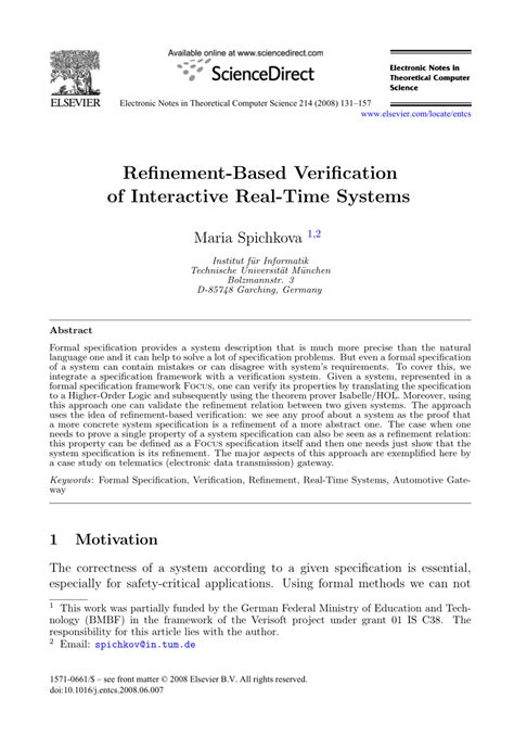 pdf refinement based verification of interactive real time systems