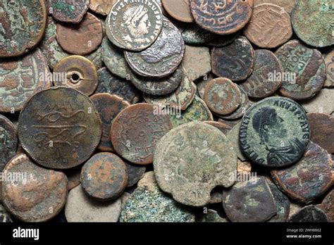 A Collection Of Antique Coins Relics Historical Artifacts Of The Past