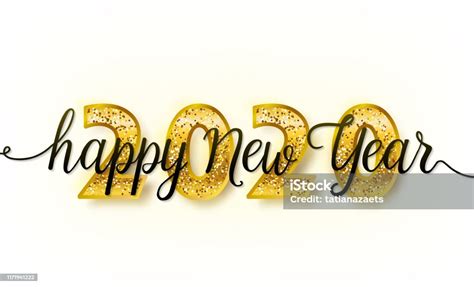 큰 황금 반짝이 번호와 텍스트 문자 기호 2020 새해 벡터 배경 크리스마스 는 디자인을 축 하 합니다 휴일을위한 축제 프리미엄 럭셔리 개념 템플릿 흰색 배경 1위에 대한