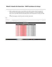 Hands On Week Array Docx Week Hands On Exercises Php Functions Arrays Write A