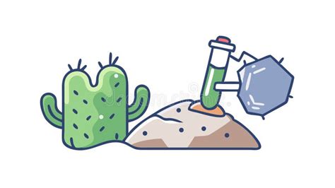 Cactus Rock Exploration Desert Mining Geological Survey Vector Design Generative Ai Stock