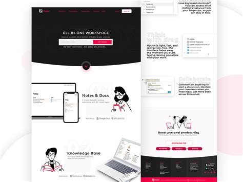 notion landing page redesign behance