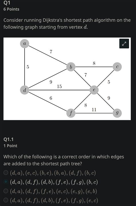 Solved Q Points Consider Running Dijkstra S Shortest Path Chegg