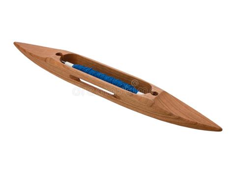 Lanzadera De Barco Con Hilo Azul Utilizado En El Tejido De Telas Aisladas Lanzadera De Madera