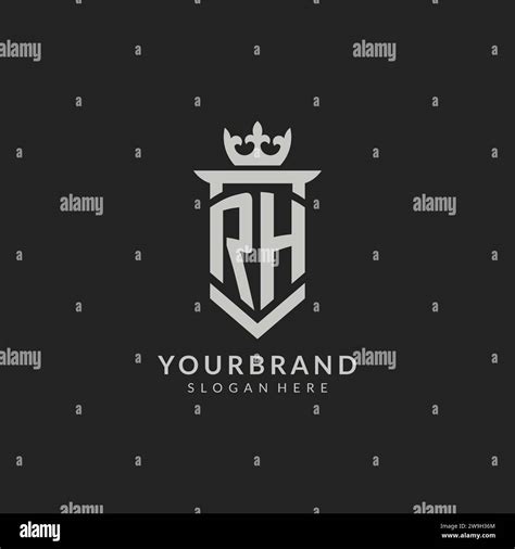 Initial Rh Shield And Crown Logo Style Vector Graphic Stock Vector