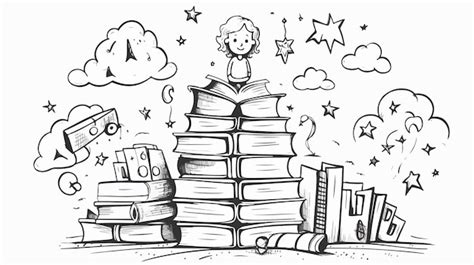 Black And White Cartoon Learn Symbol Illustration Premium Ai