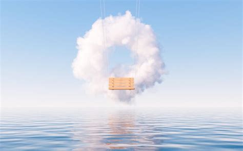 premium photo cloud and swing 3d rendering