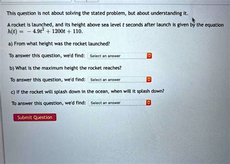 This Question Is Not About Solving The Stated Problem But About Understanding It A Rocket Is