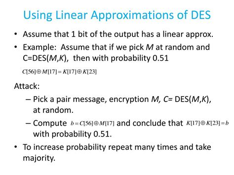 Ppt Linear Cryptanalysis Of Des Powerpoint Presentation Free