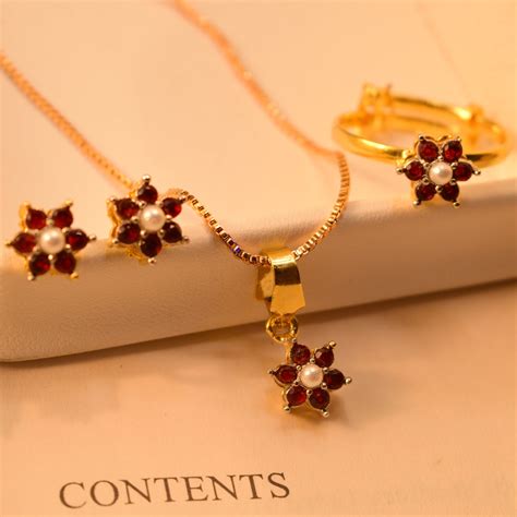 Luminous Gold Plated Flower Design Necklace Set For Girlswomen Meerzah