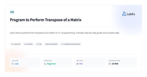 Program To Perform Transpose Of A Matrix Labex