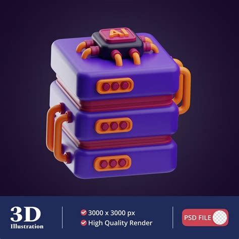 Premium Psd Artificial Intelligence Server Illustration 3d