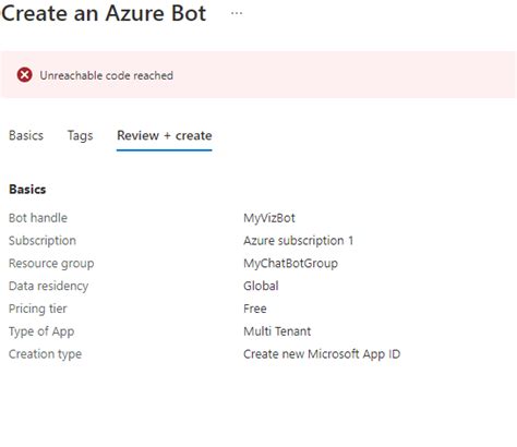 Azure Bot Creation Failed Unreachable Code Reached Microsoft Qanda